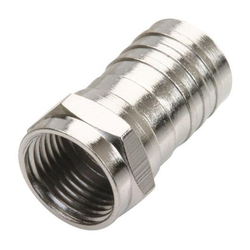 Conector macho tipo F para cable RG6, con anillo larg