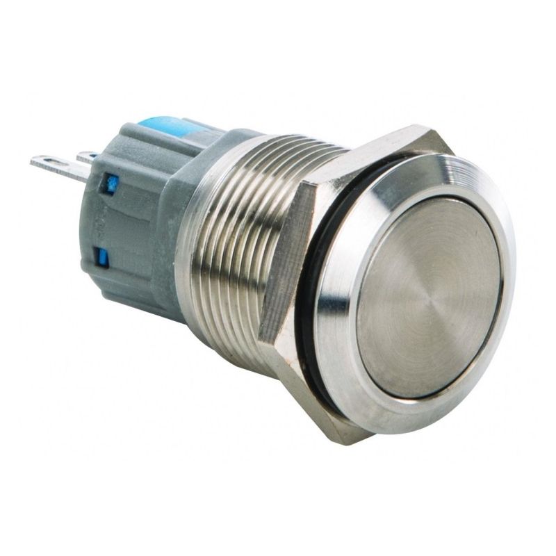 Switch de push, con botón redondo metálico, normalmente
